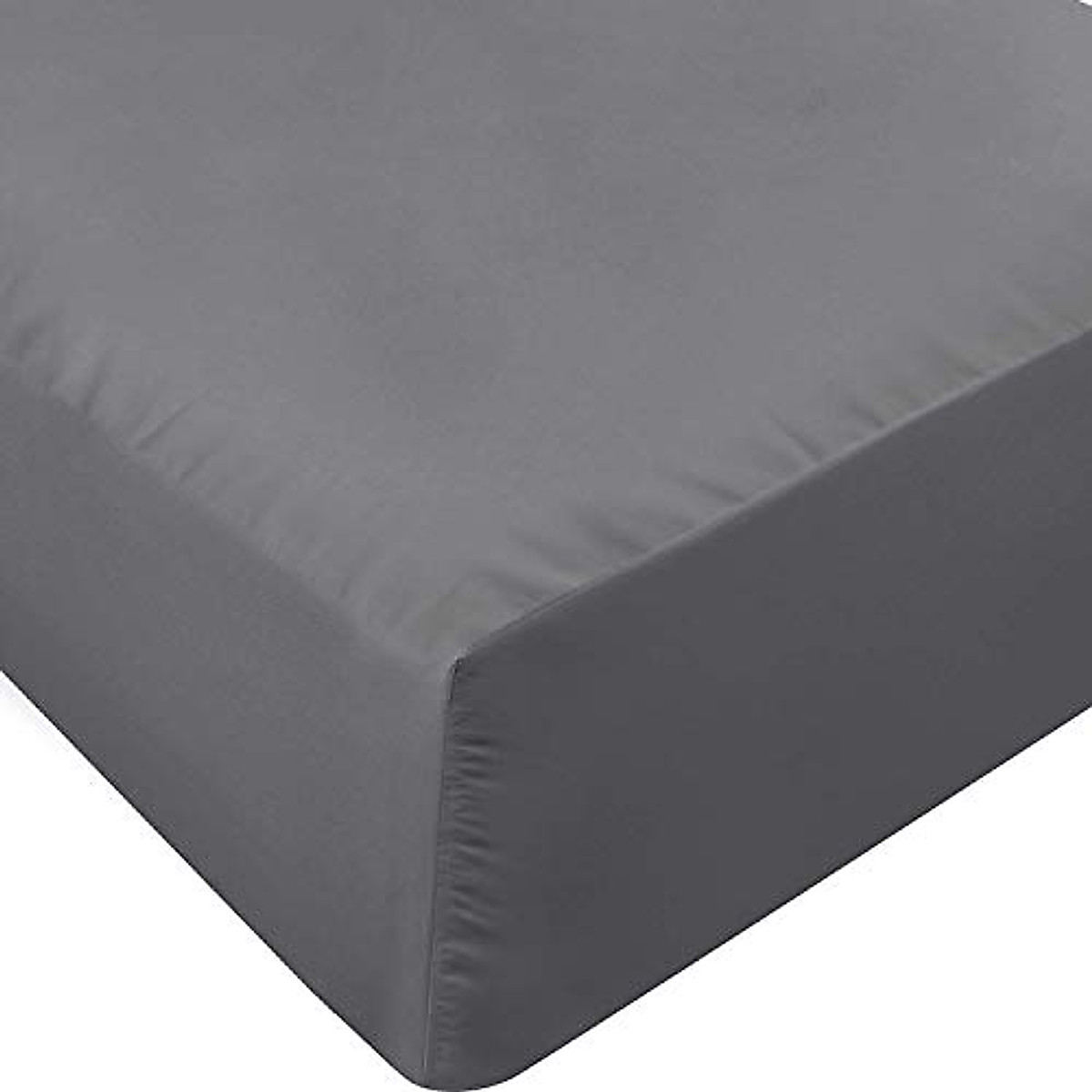 Utopia Bedding Fitted Sheet Queen Grey with Mattress Pad Quilted Fitted White (Pack of 2)