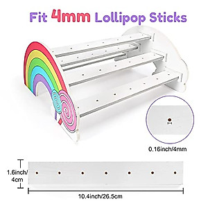 Sntieecr 35 Holes Rainbow Wooden Cake Pop Stand Lollipop Holder for Dessert Table, Cake Pop Display Stand Fit 0.16''/4mm Lollipop Sticks for Birthday Parties Weddings Baby Showers Anniversaries