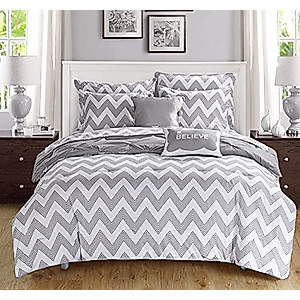 Chic Home 9 Piece Louisville Bedding Set, Full, Grey