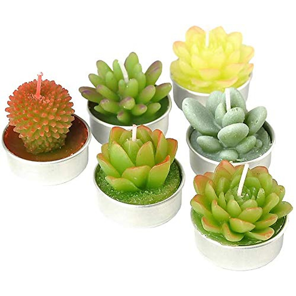 SSleng Cactus Tealight Candles, Handmade Delicate Succulent Cactus Candles（ Perfect for Birthday Party ,Wedding, Spa, Home Decor)