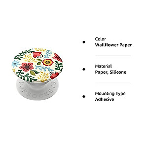 PopSockets Phone Grip with Expanding Kickstand, Floral PopGrip - Wallflower Paper