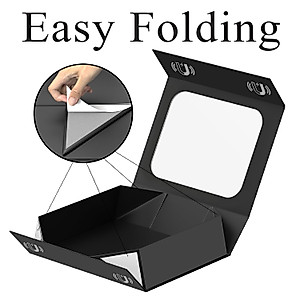 PSHVYM Large Gift Box with Window, 13.5x9x4.3 In Black Gift Box for Presents Magnetic Lids Collapsible for Groomsmen Proposal Box, Birthday, Graduation, Christmas, Contains Card, Ribbon