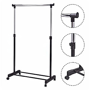 UXZDX Adjustable Rolling Clothes Hanger Coat Rack Floor Hanger Storage Wardrobe Clothing Drying Racks with Shoe Rack