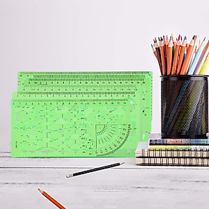 Geometric Drawings Templates Measuring Geometry Rulers 15 Pcs with 1 Pack File Bag for Design School Studying Office Building…