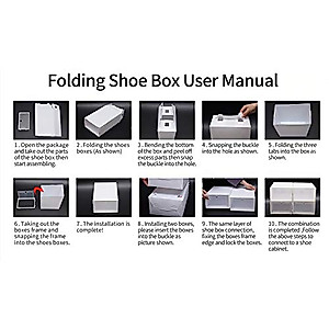 20 PCS Shoe Storage Boxes,Clear Plastic Clamshell Shoebox Stackable Shoe Organizer Foldable Display Box Container Closet Shelf Shoe Organizer,Need to Assemble (Angel White Large Round Holes)