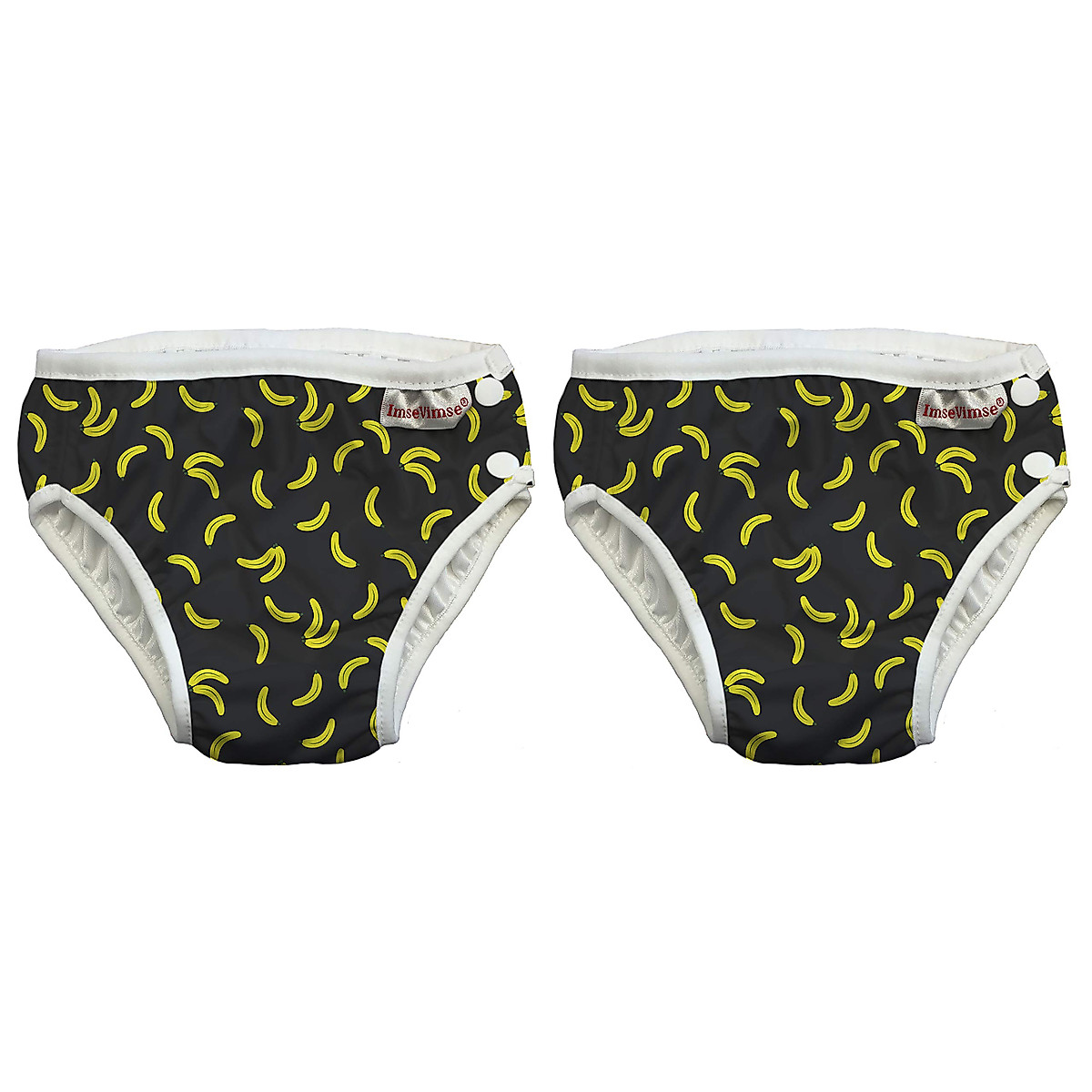 ImseVimse Eco Friendly Reusable Swim Diaper Made of Organic Cloth Sized for Infant to Toddler Boys - Black Banana, 2 Pack (XL 18-24M, 2T (24-31 lbs))