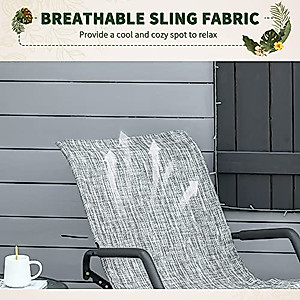 Outsunny Outdoor Folding Rocking Chair, Foldable Chaise Lounge Pool Chair with Armrests for Sun Tanning, Sunbathing, Rocker for Patio, Lawn, Beach, Gray