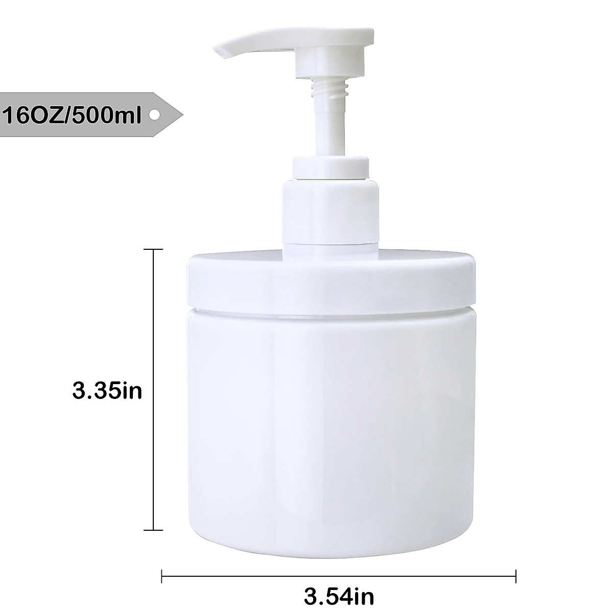 Cosywell Pump Bottle Dispenser Plastic Pump Bottles Refillable Bottles Wide Mouth Jar Style Empty Pump Bottles Bathroom Shower Containers for Lotion Shampoo Conditioner (White, 2X 500ml)