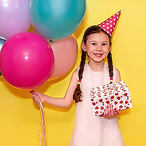 Strawberry Wrapping Paper, 7 Sheets Strawberry Party Gift Wrapping Paper Folded Flat 28 x 20 Inch, Cute Sweet Strawberries Fruity Design Gift Paper for Holiday, Wedding, Baby Shower, Birthday Party