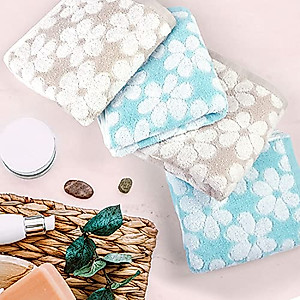 Face Towels Hand Towel Set of 4, Soft for Bathroom Travel Gym, Light Grey & Sky Blue Floral Towels