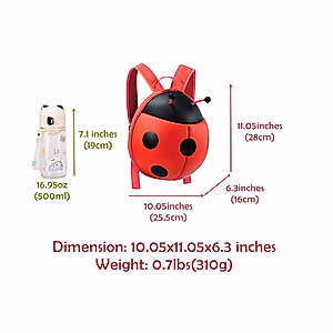 Kids happy Backpack for Unisex Toddler,Ladybug,Child Backpack for Girl and Boy Kindergarten, Red, 10x6.25x11 inches