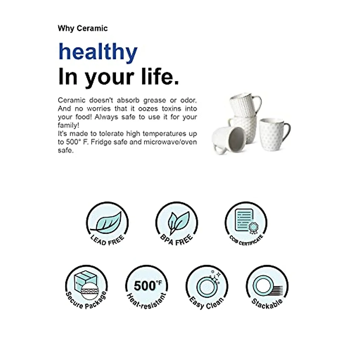 LE TAUCI Coffee Mugs 7 oz, Espresso Cups, Embossment Housewarming Gift, Ceramic Demitasse Cup for Double Shot, Latte, Cappuccino, Lungo, or As Kids Mugs with Handle - 2.7 inch, Set of 4, Arctic White