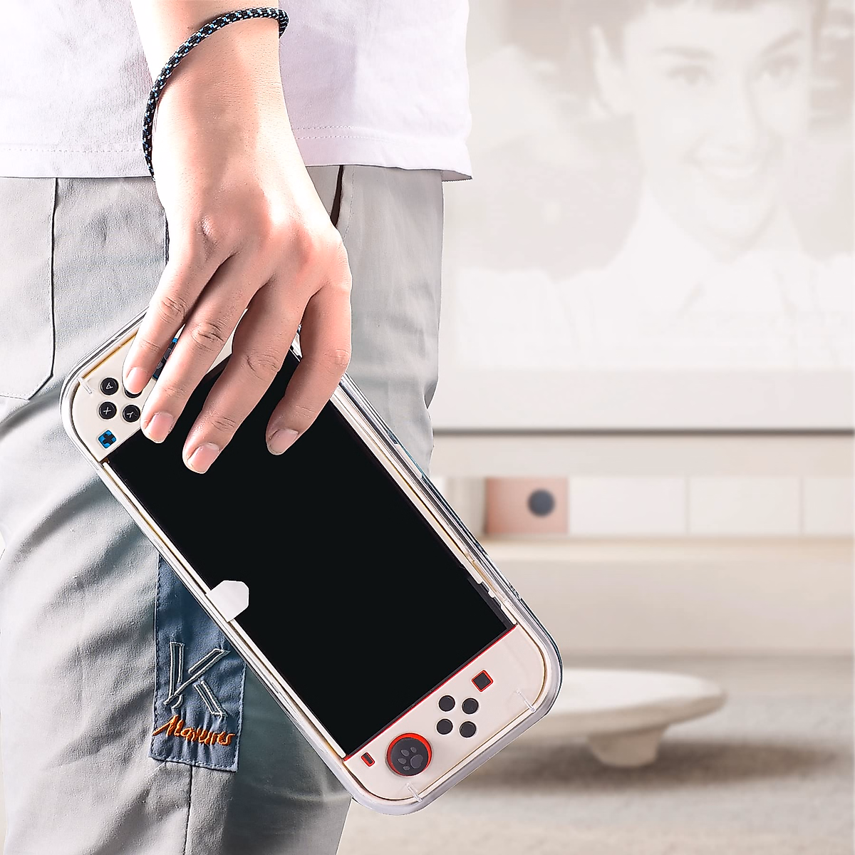 UYIYE Carry Case Compatible with Nintendo Switch/Switch OLED , Protective Hard Portable Travel Carry Case Brand new transparent carrying caseh,Perfect design, no odor, new experience (blue)