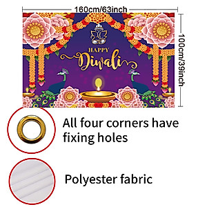 Happy Diwali Backdrop Banner Festival of Lights Diwali Decorations Party Supplies, Deepavali Background Banner for Photo Backdrop