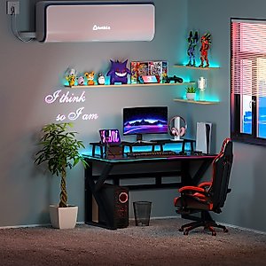 Aothia Desk Dual Monitor Stand Riser - Computer Stand For Desktop Monitor, Desk Shelf For Monitor, Wood Monitor Stand With Adjustable Length And Angle, Desktop Organizer, Large Monitor Stand (Black)