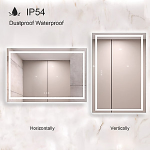LUSPAZ Led Bathroom Mirror for Wall 72x48 Inch with Front and Backlit Lights, Double LED Vanity Mirror with Lights, Anti-Fog, Shatter-Proof, Memory, Stepless Dimmable Wall Mirrors