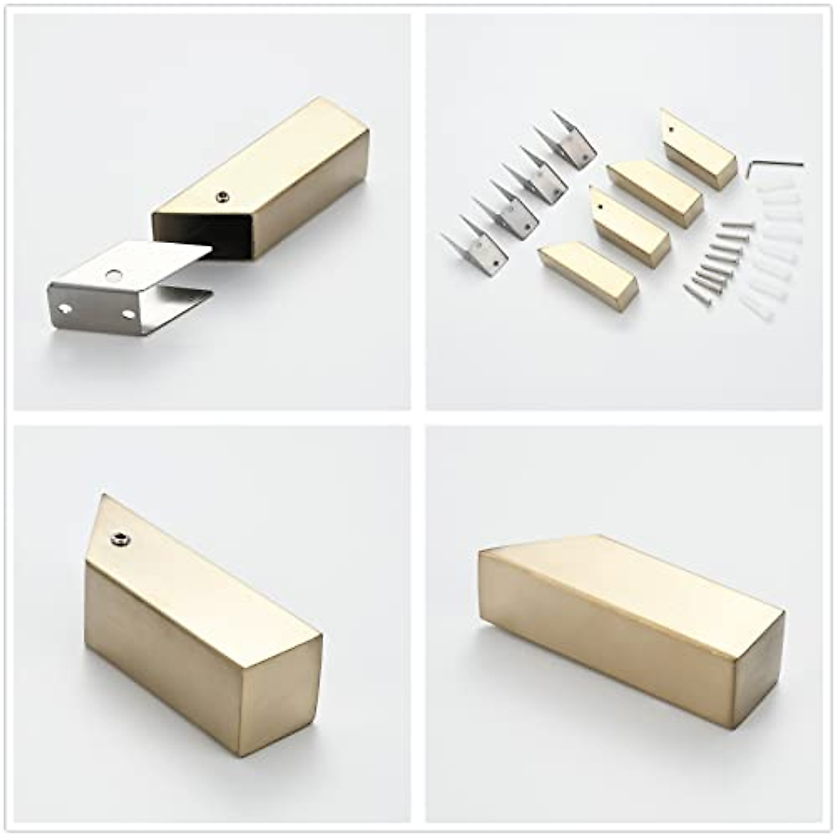 Beelee Brushed Gold Bathroom Towel Hooks 4-Pack Wall Mounted Robe Hooks Heavy Duty Hat Rack Clothes Hanger, Wall Hooks BA9808BG-4