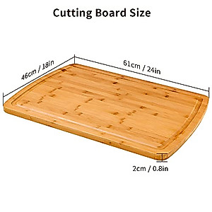 N++A 24 x 18 Inch XXXL Extra Large Bamboo Cutting Board for Kitchen– Wooden Chopping Carving Turkey, Meat, Vegetables, BBQ - LARGEST Wood Butcher Block Boards with Juice Groove