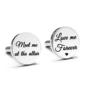 Melix Home Stainless Steel CuffLinks for Men Groom Meet Me at The Altar Wedding Gifts Cuff Links (love me forever)