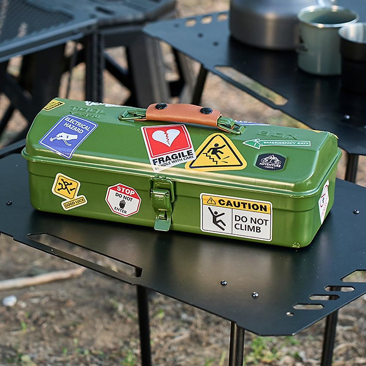 FAPAO Outdoor Tools Storage Box Portable Camping Picnic Hand Box Metal Tools Storage Box with Handle Sundries Storage Box