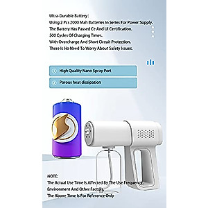 Handheld Steam Fogger Sprayer Gun Spray Machine Nano Electric Sanitizing Atomizer, Light Portable Cordless Intelligent Rechargeable Sterilizek For Home,Office,School,Garden, Indoor And Outdoor (White)