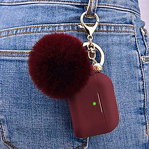 Case for Airpods Pro, Filoto Airpod Pro Case Cover for Apple AirPods Pro (2019), Cute Protective Silicone Case Accessories with Pompom Keychain for Women Girl (Burgundy pro)