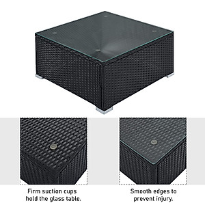 XD Designs 8-Pieces Outdoor Patio Furniture Sets, All Weather PE Wicker Sectional Sofa Set with Tempered Glass Table, Garden Conversation Set with Comfortable Cushion (Gray Cushions)