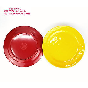 KX-WARE Melamine Plates Set of 6, 8-inch 100% Melamine Salad Plates for Everyday Use, Break-resistant and Lightweight, Multicolor