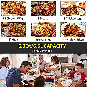 HOMCOM Air Fryer, 1700W 6.9 Quart Air Fryers Oven with Digital Display, 360° Air Circulation, Adjustable Temperature, Timer and Nonstick Basket for Oil Less or Low Fat Cooking, Black