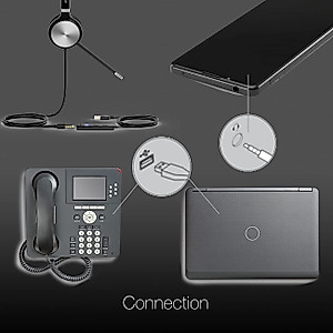 GTW Yealink UH36 Mono Teams Certified Wired Headset (USB Connect) , Connects to Deskphone, PC/Mac, Softphones - Works with Teams, Zoom, RingCentral, 8x8, Vonage, Microfiber Included