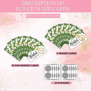 Bridal Shower Scratch Off Game Cards - Glitter Diamond Ring - Tropical Greenery Wedding Shower Ideas - Bride Shower Party Activities & Supplies - Bachelorette Party Decoration - 50 Pack(07)