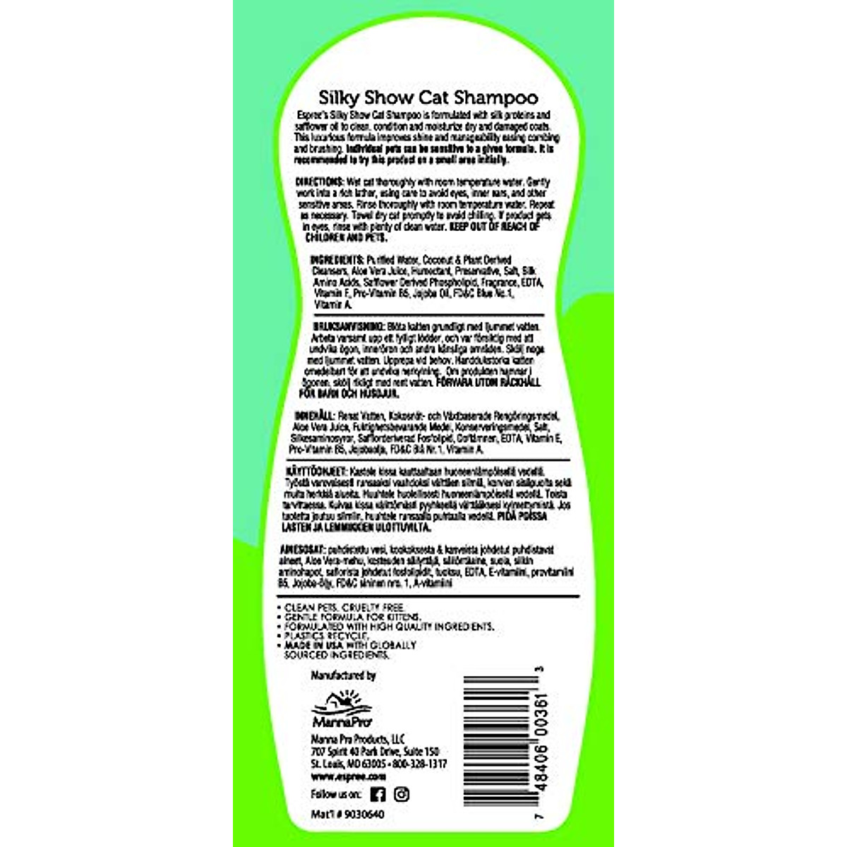 Espree Silky Show Cat Shampoo, 12 oz