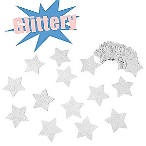 6 Pcs Glitter Silver Star Paper Garland (50 Feet), Christmas Birthday Party Decorations Sparkling Bunting Banner Hanging Decorations for Bridal Shower Baby Shower Bachelorette Party Wedding Holiday