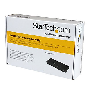 StarTech.com 2 Port HDMI Switch w/ Automatic and Priority Switching - 2 In 1 Out HDMI Selector with Automatic Priority Switching – 1080p, TAA (VS221HDQ)