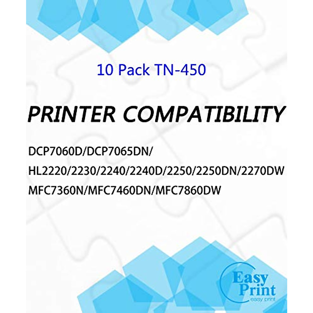 EASYPRINT Compatible Toner Cartridges Replacement for TN450 TN 450 420 Brother MFC7360N/ 7460DN/ 7860DW/ DCP7060D/ 7065DN HL-2220/2230/ 2240/ 2240D/ 2250/ 2270DW, (10x Black)