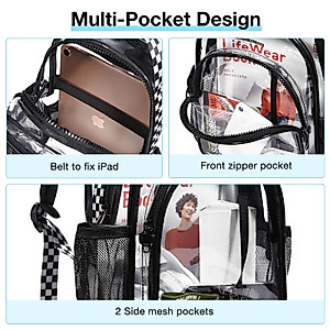 LIGHT FLIGHT Clear Backpack Mini Transparent Backpack Stadium Approved See Through Backpack for Work, Festivals, Sport Event, Black