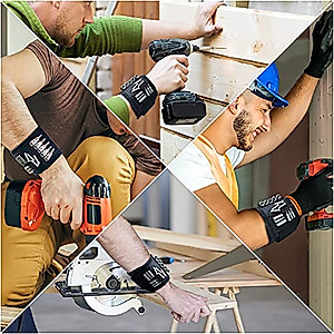 Magnetic Wristband, SURGEDO Magnetic Wrist Tool Holder with Strong Magnet for Screws, Also Includes Retractable Magnet Pick-Up Tool with LED, Small Gifts for Dad Men Husband