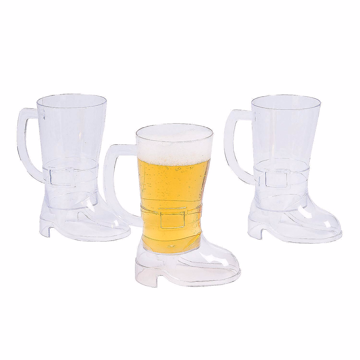 Oriental Trading Das Boot Plastic Beer Steins - 10 Oz | 12 Clear Beer Mugs, Perfect Disposable Cups & Beer Accessories For Oktoberfest Celebrations, Drinking Games, Festivals & More