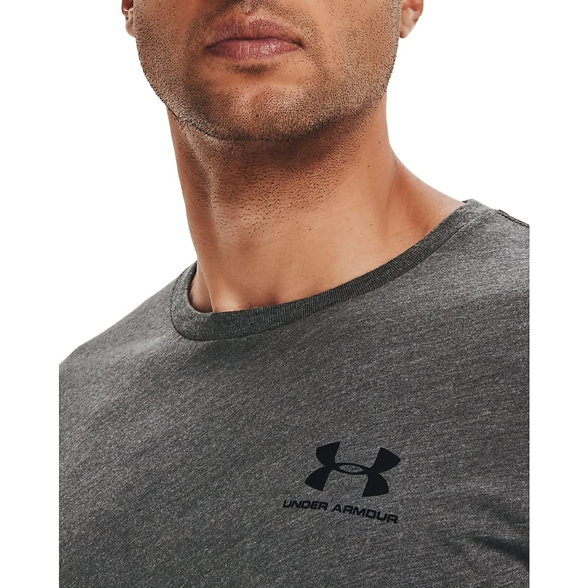 Under Armour Men's Sportstyle Left Chest Short-Sleeve T-Shirt , Charcoal Medium Heat (019)/Black , X-Large