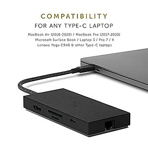 Native Union Type-C Smart Hub – 7-in-1 Adapter with 2 USB 3.0, USB-C Power Delivery, 4K@30Hz HDMI, Micro SD, SD Card Reader, Ethernet Port – Comptabile with MacBook Pro, MacBook Air, Microsoft Surface