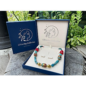 AAA+ Blue Larimar Tumble Beads Bracelet-Smooth Nuggets Beads jewelry-Blue Ocean Men Women Bracelet-Dominican Republic Beads 8 inch Bracelet