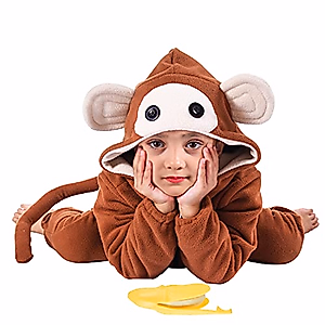 Kids Monkey Onesie Costume Boys Girls Animal Monkey Onesies Christmas Suit for Child Toddler with Banana Accessories
