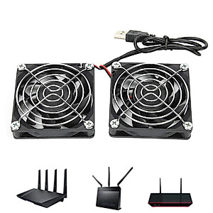 Router Fan Cooler,5V Quiet USB Router Heat Dissipation Dual Cooling Fan,for ASUS RT-AC68U AC86U EX6200 for Tengda AC15 Router