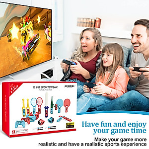 2023 Switch Sports Accessories,12 in 1 Nintendo Switch Sports with Tennis Rackets,Sword Grips,Golf Clubs,Wrist Dance Bands & Leg Strap,Joy-con Wrist Band