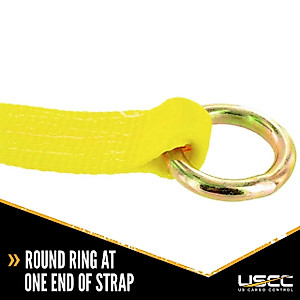 US Cargo Control Lasso Straps with O-Rings (4-Pack), 2 Inch X 10 Foot Lasso Straps for Car Hauler and Low Clearance Car Hauling Applications, 3,333 LBS Working Load Limit, Wheel Tie Down Strap