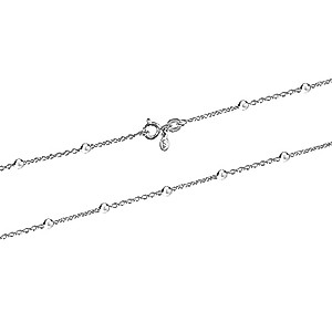 LeCalla 925 Sterling Silver Italian Bead Station Cable Chain Necklace for Women 18 Inches