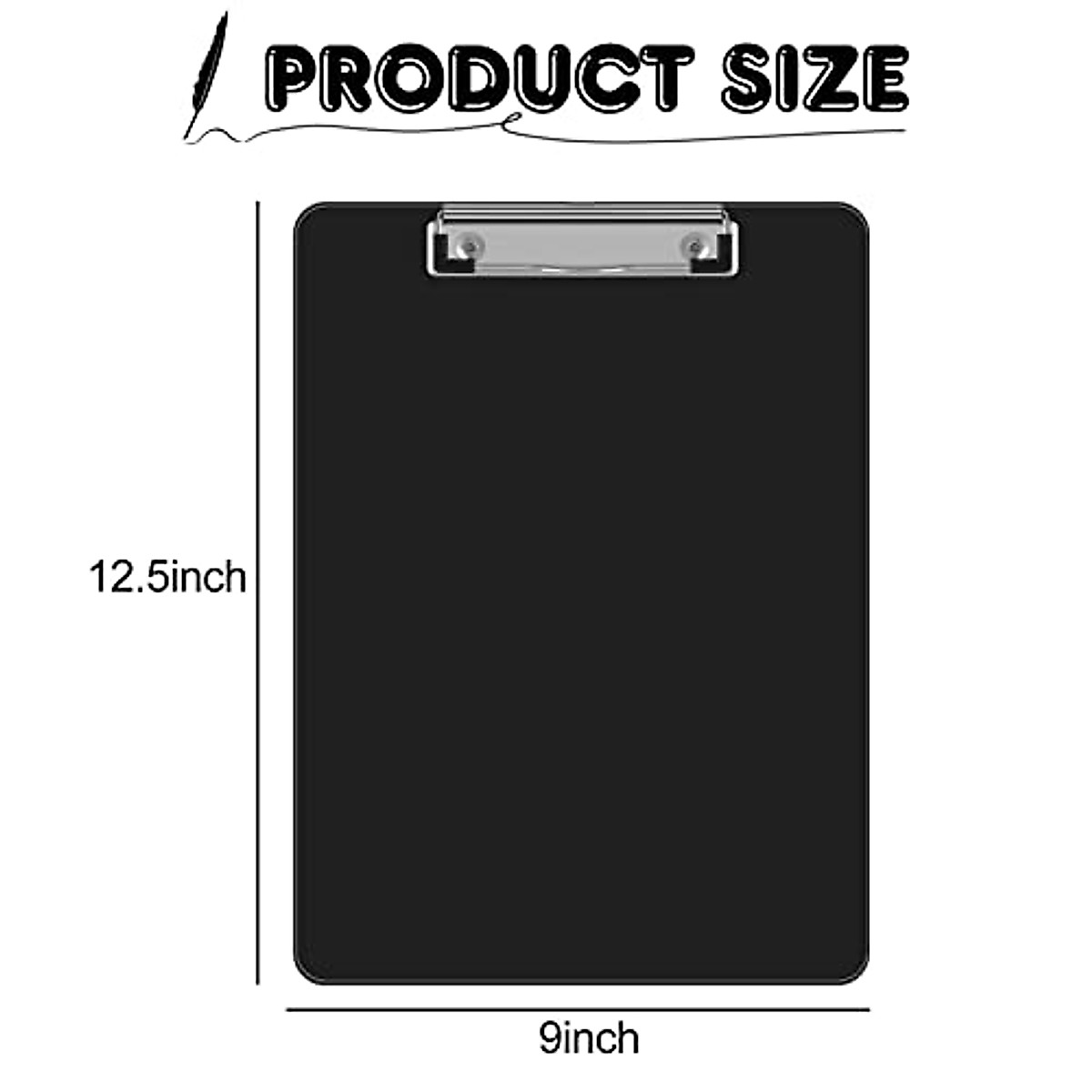 Clipboards, HERKKA 25 Pack Plastic Office Clipboards, Black Color Plastic Clipboards, Low Profile Clip Standard A4 Letter Size, Size 12.5 x 9 Inch