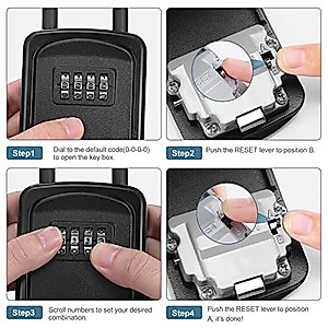 Key Lock Box for Outside,【2 Pack】Weatherproof 4 Digit Combination Key Storage Lock Box, 5 Keys Capacity Lockbox with Removable Shackle for Indoor Outdoor, Small Size 3.66in