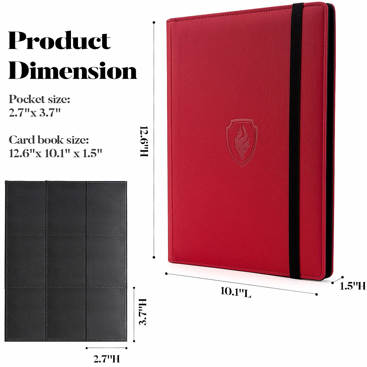 Trading Card Binder 9 Pocket, Fabmaker PU Cover Card Collection Binder for 360 Cards, Premium Card Book, Sturdy Card Holder Folders, Card Album for YuGiOh, MTG, TCG, Game Cards & Sports Cards, Red