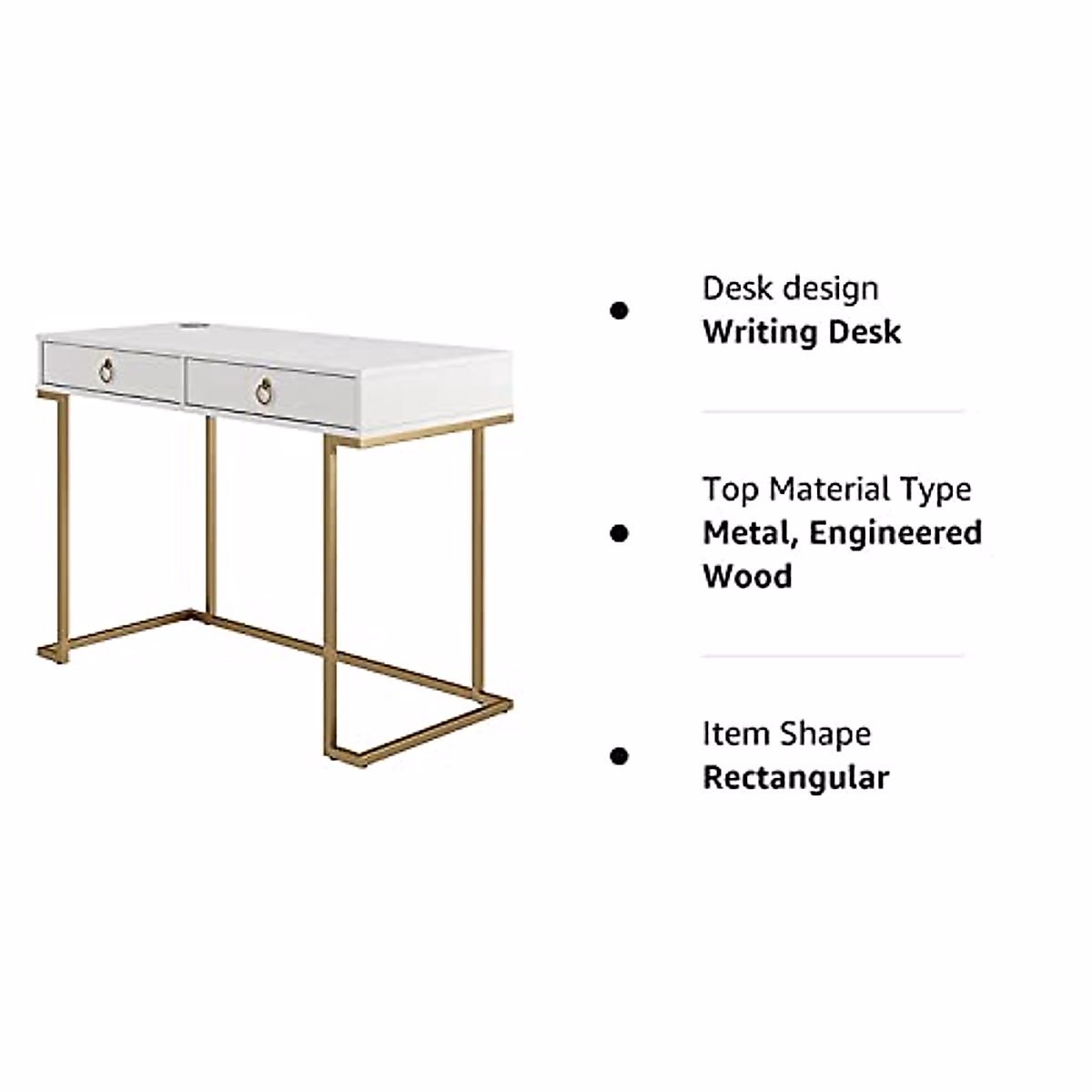 CosmoLiving by Cosmopolitan CosmoLiving Camila, White Writing Desk